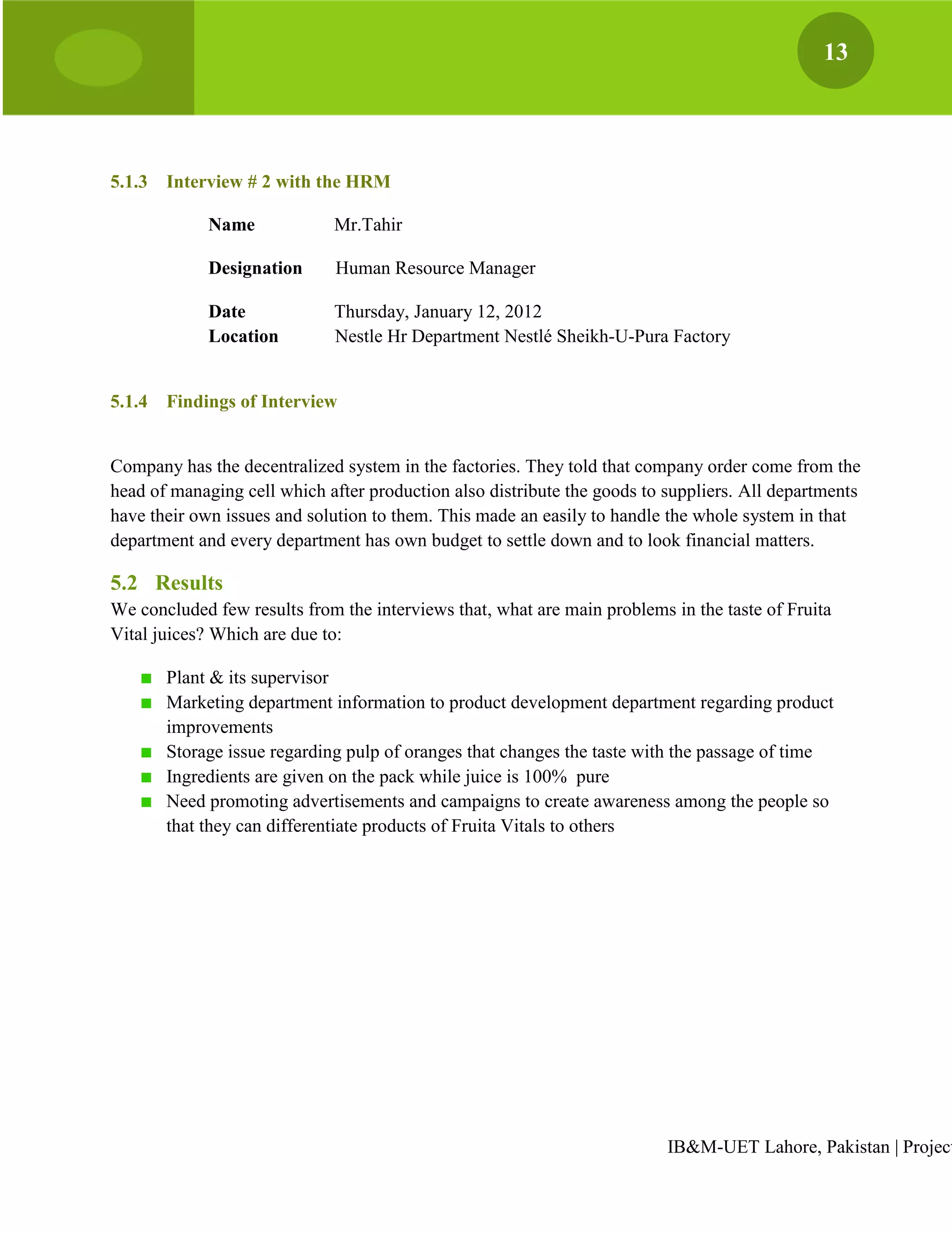 Problems identification and solutions for Fruita Vitals Juice of Nestlé ...