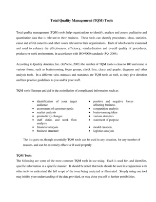 Tqm tools | PDF