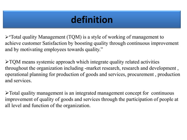 Tqm total quality management | PPT