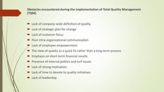Tqm (total quality management) | PPTX | Food Industry | Industries