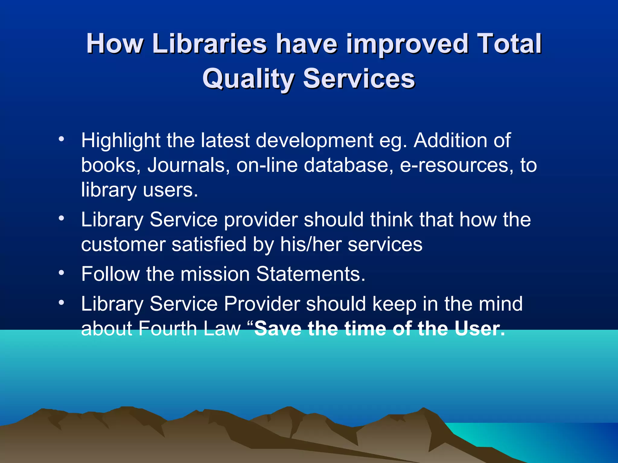 Tqs in libraries ppt | PPT