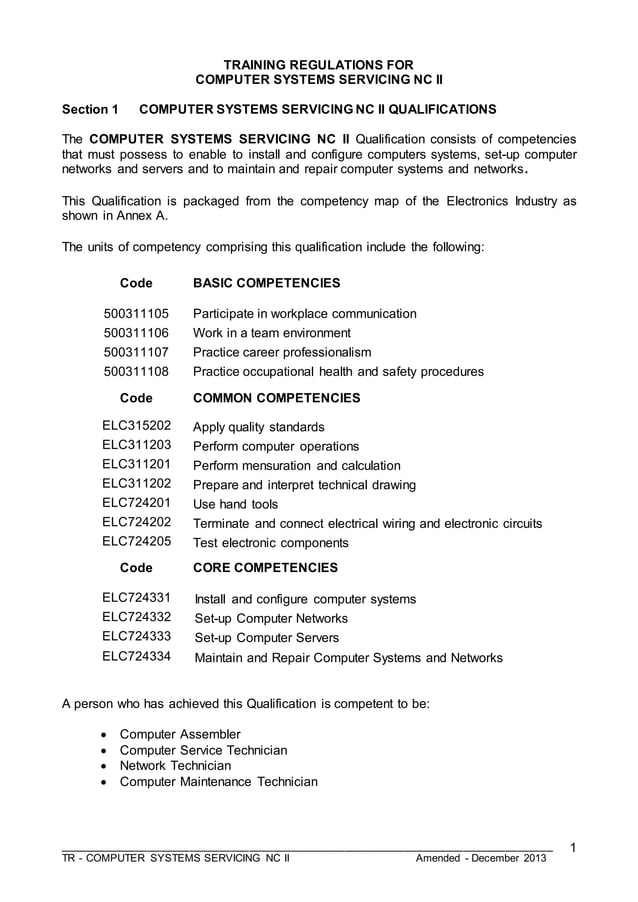 Tr computer systems-servicing_nc_ii | DOC | IT and Internet Support | Internet