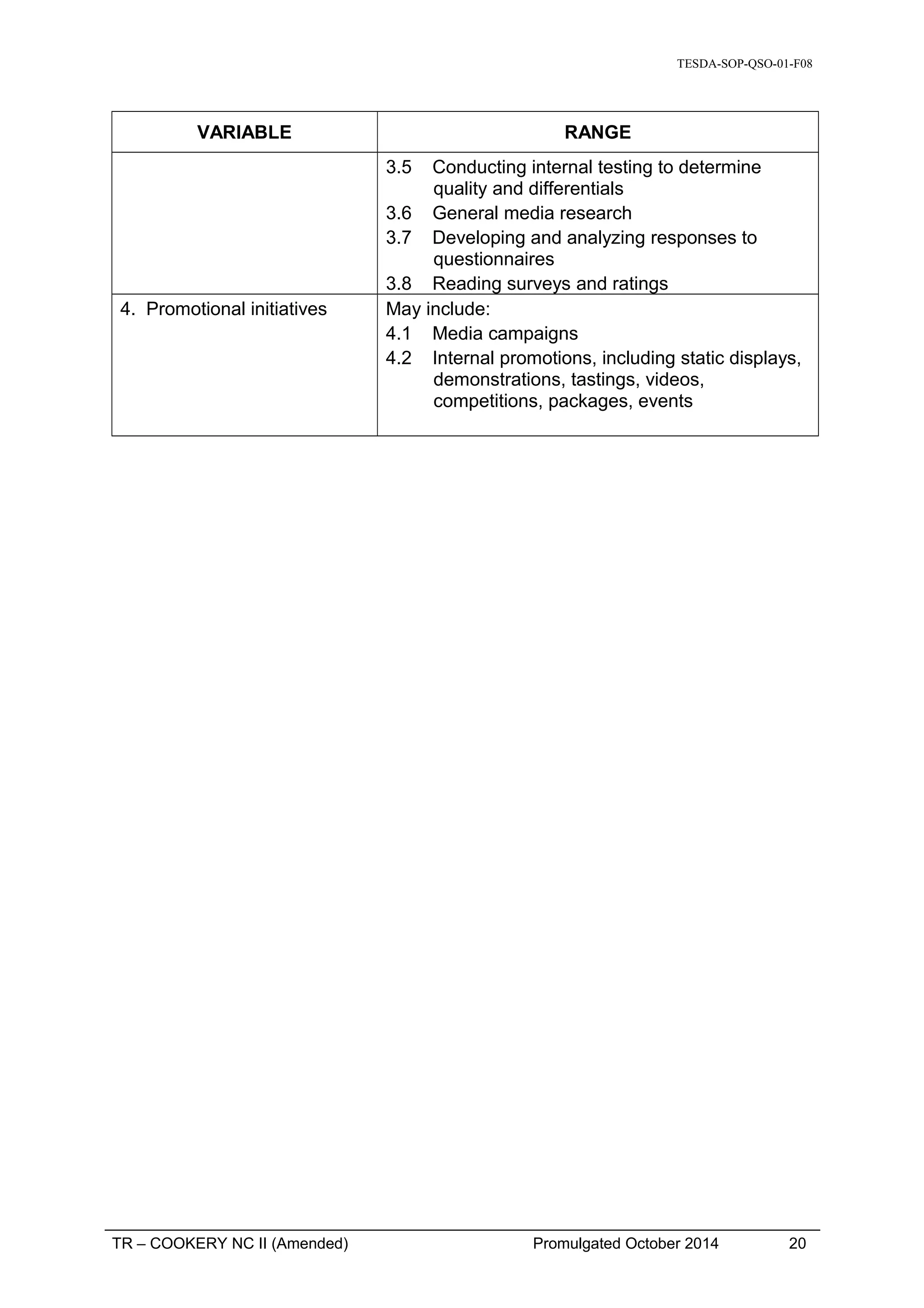 Tr cookery nc ii | DOC
