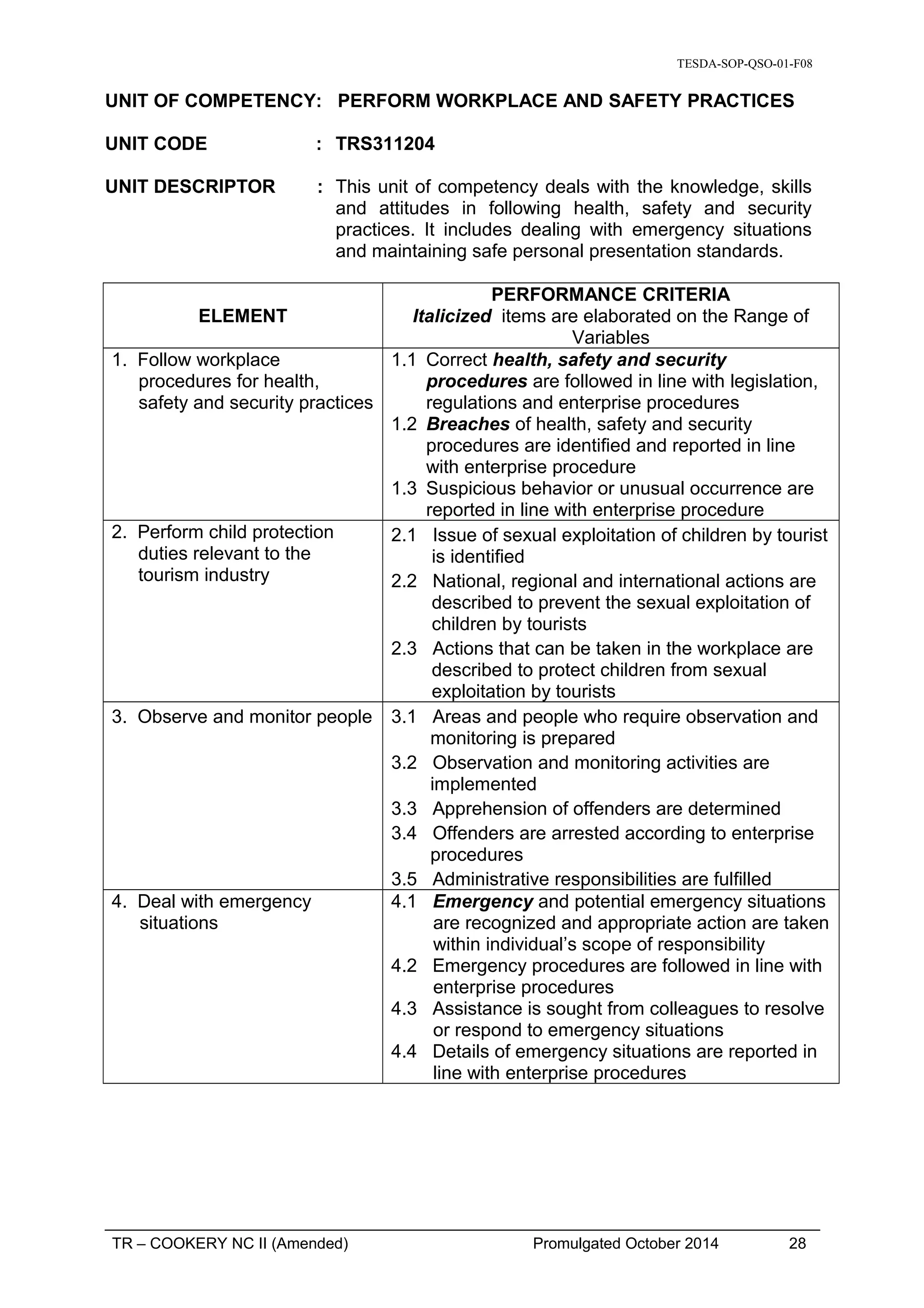 Tr cookery nc ii | DOC
