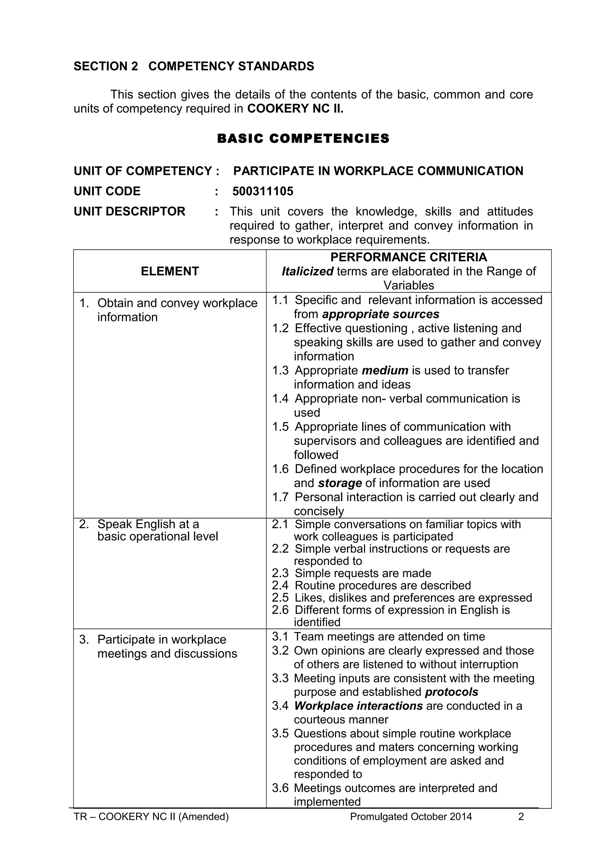 Tr cookery nc ii | DOC