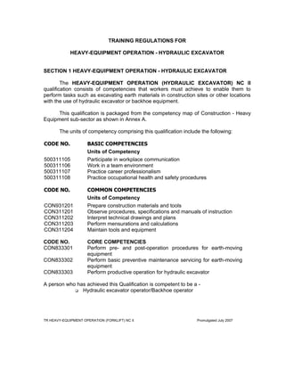 Training Regulation - Hydraulic excavator NC II.pdf