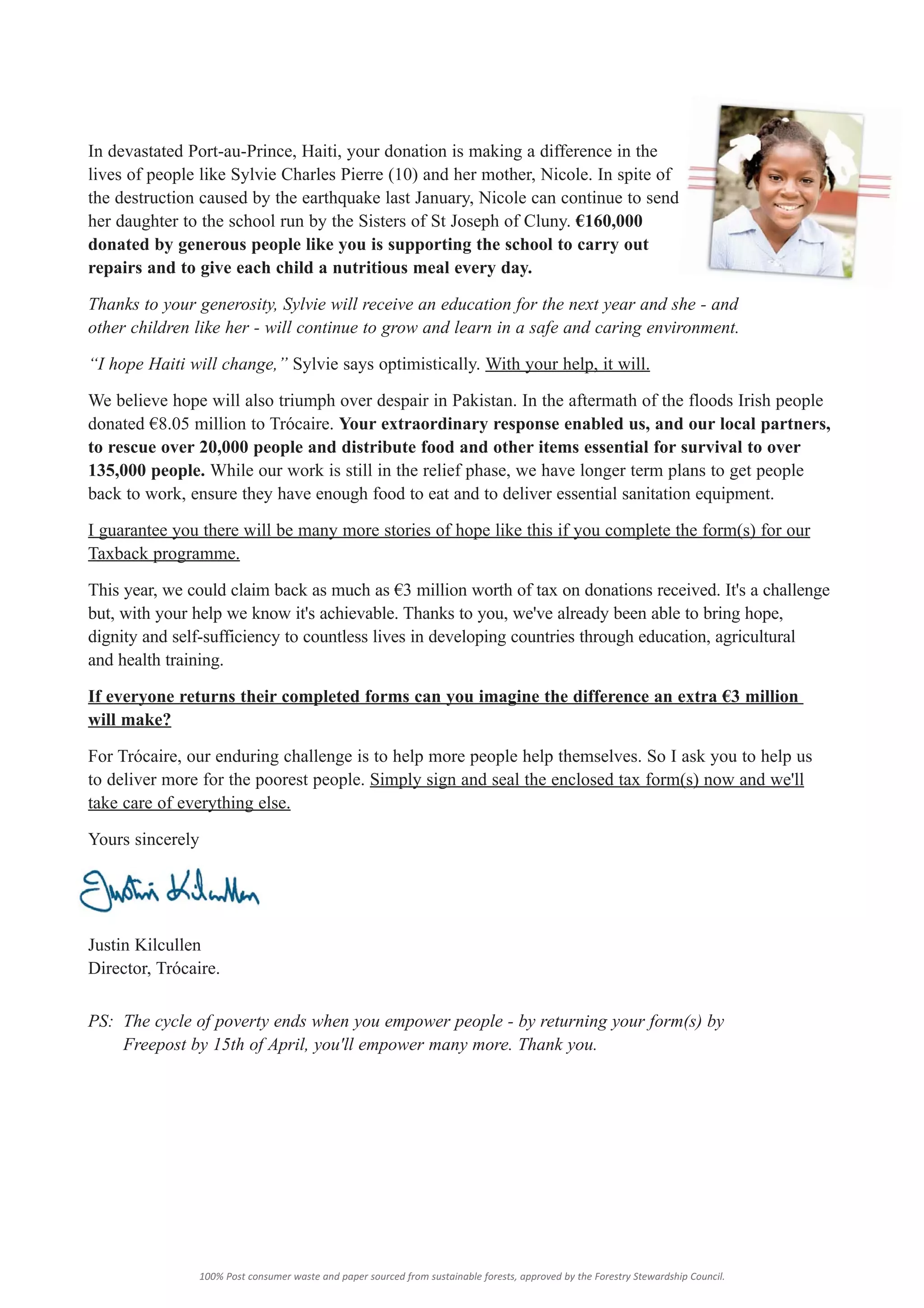 Trócaire Taxback mailing 2011 - Letter | PDF