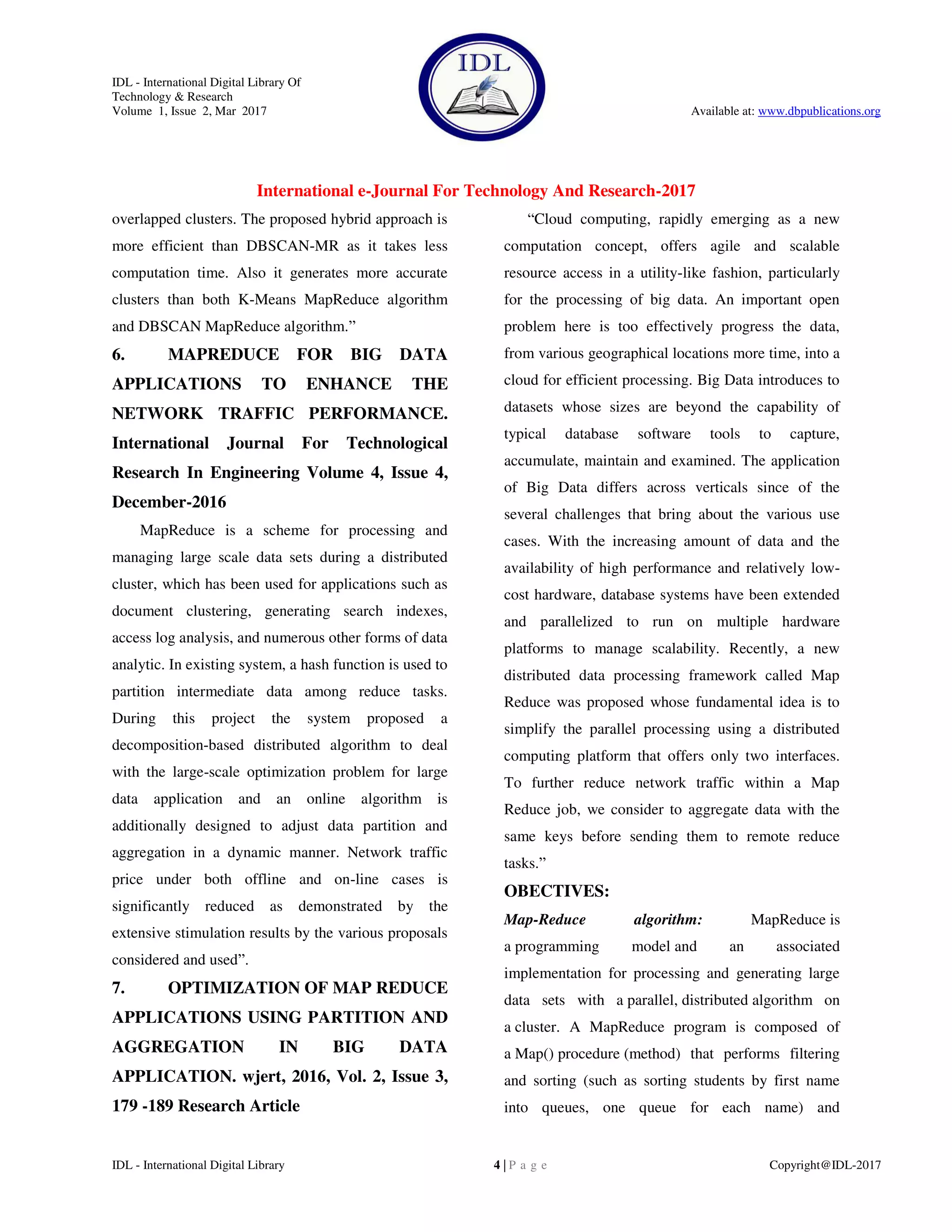 On Traffic-Aware Partition and Aggregation in Map Reduce for Big Data Applications | PDF