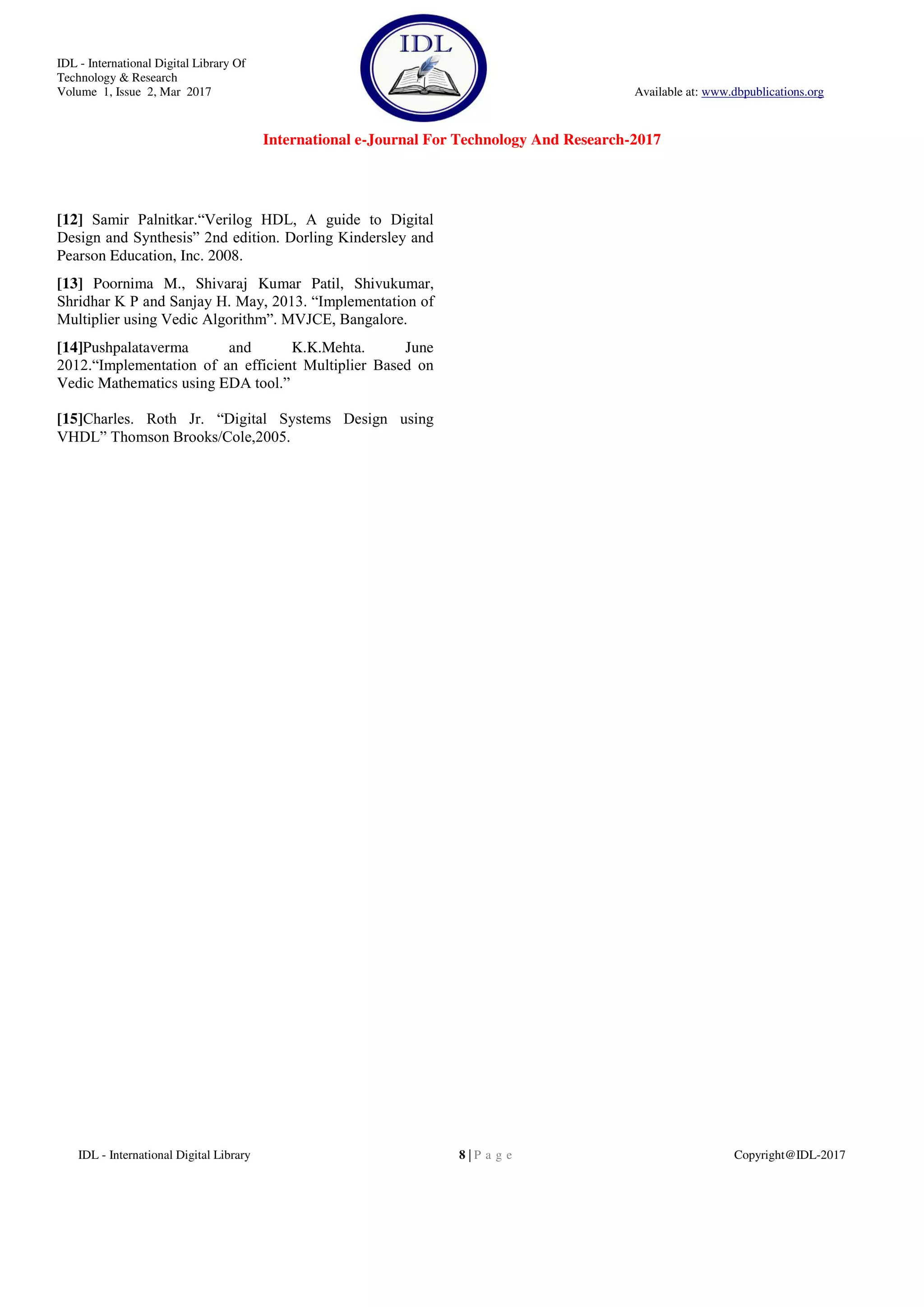 Fpga Implementation Of High Speed 8bit Vedic Multiplier Using Barrel Shifter Pdf