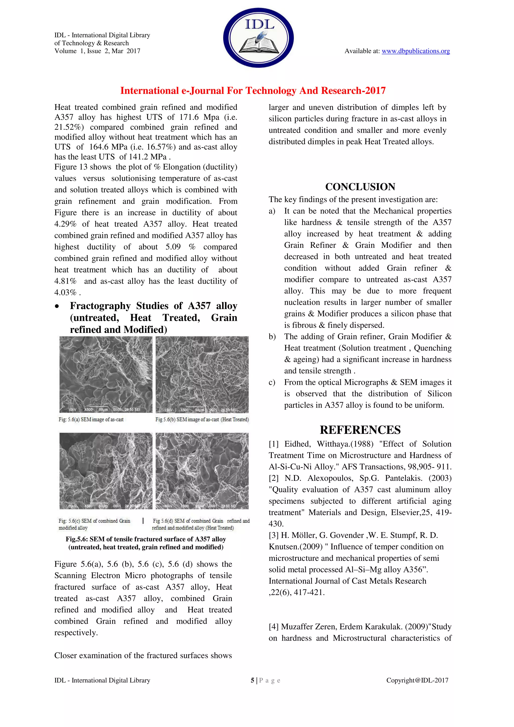 THE EFFECT OF HEAT TREATMENT PARAMETERS AND GRAIN REFINEMENT ON MICROSTRUCTURE AND MECHANICAL ...