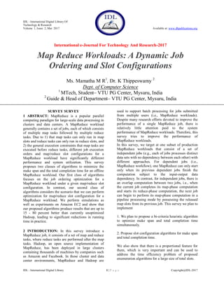 Map Reduce Workloads: A Dynamic Job Ordering and Slot Configurations | PDF