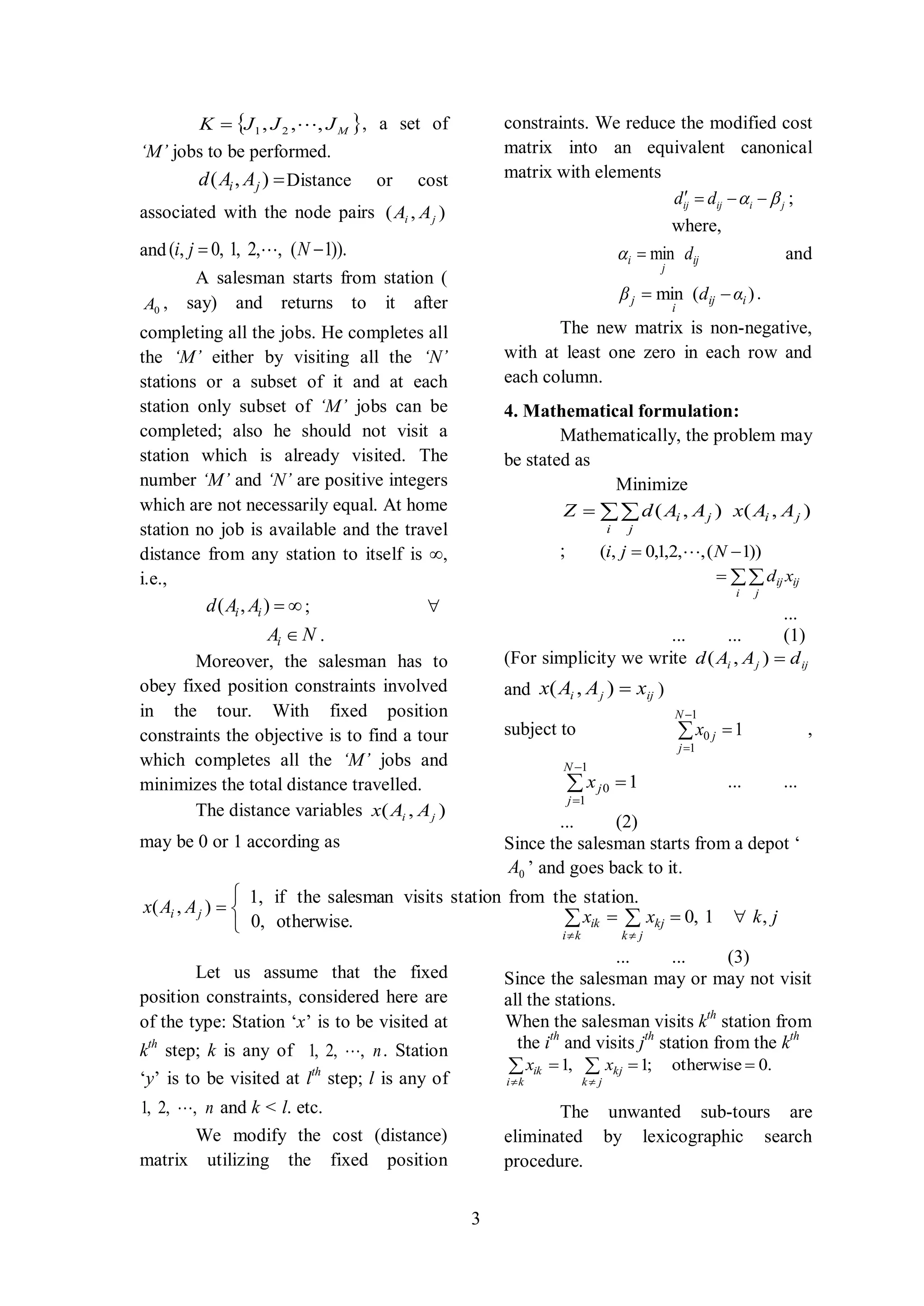 Fixed Position Constraints in a Travelling Salesman Problem (TSP) with ...