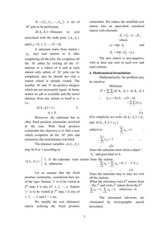 Fixed Position Constraints in a Travelling Salesman Problem (TSP) with Multiple Job Facilities | PDF