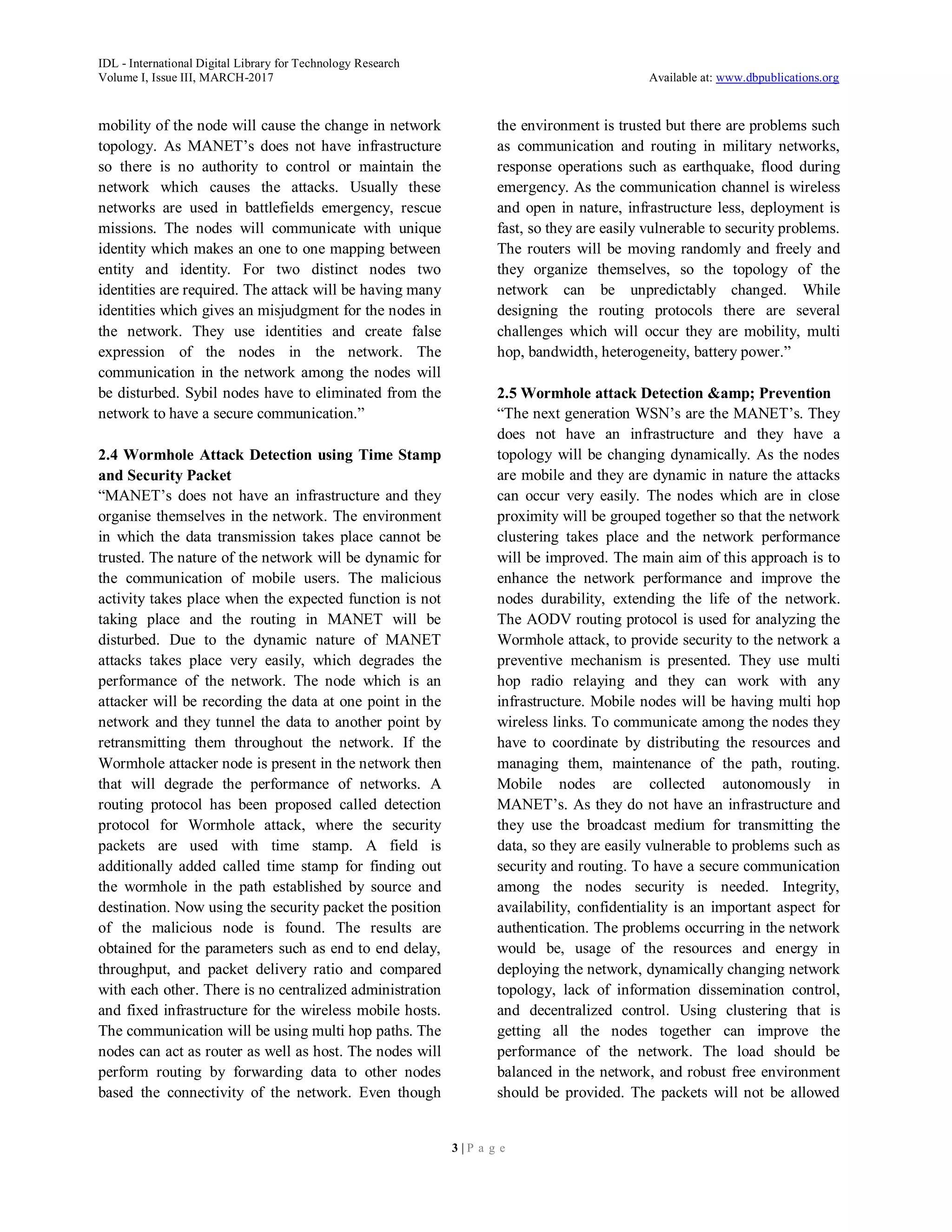 Detection And Prevention Of Attacks In Wireless Sensor Networks A