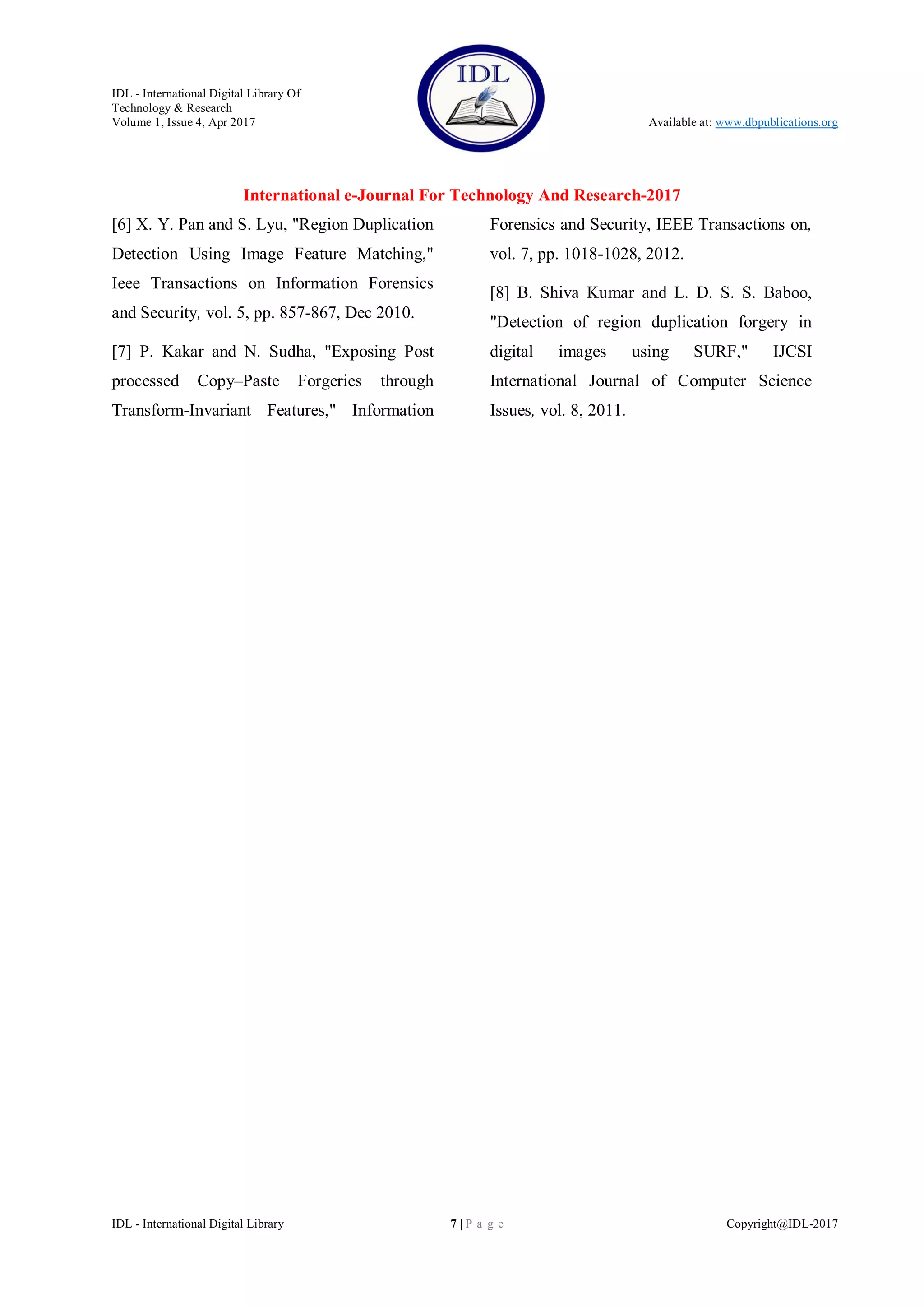 Image Forgery Detection Using Feature Point Matching and Adaptive Over Segmentation | PDF