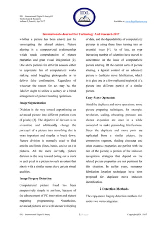 Image Forgery Detection Using Feature Point Matching and Adaptive Over Segmentation | PDF