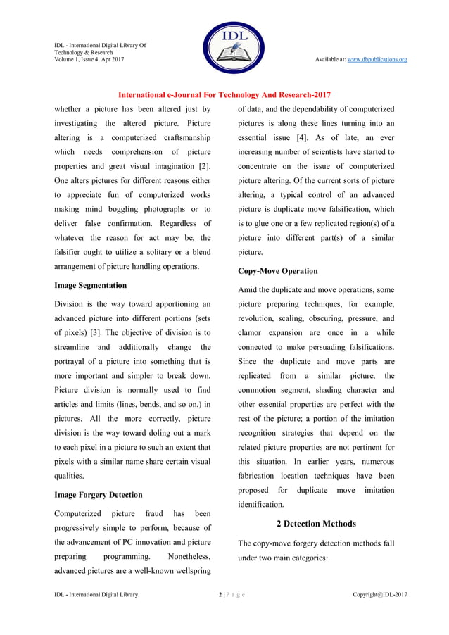 Image Forgery Detection Using Feature Point Matching and Adaptive Over Segmentation | PDF | Free ...