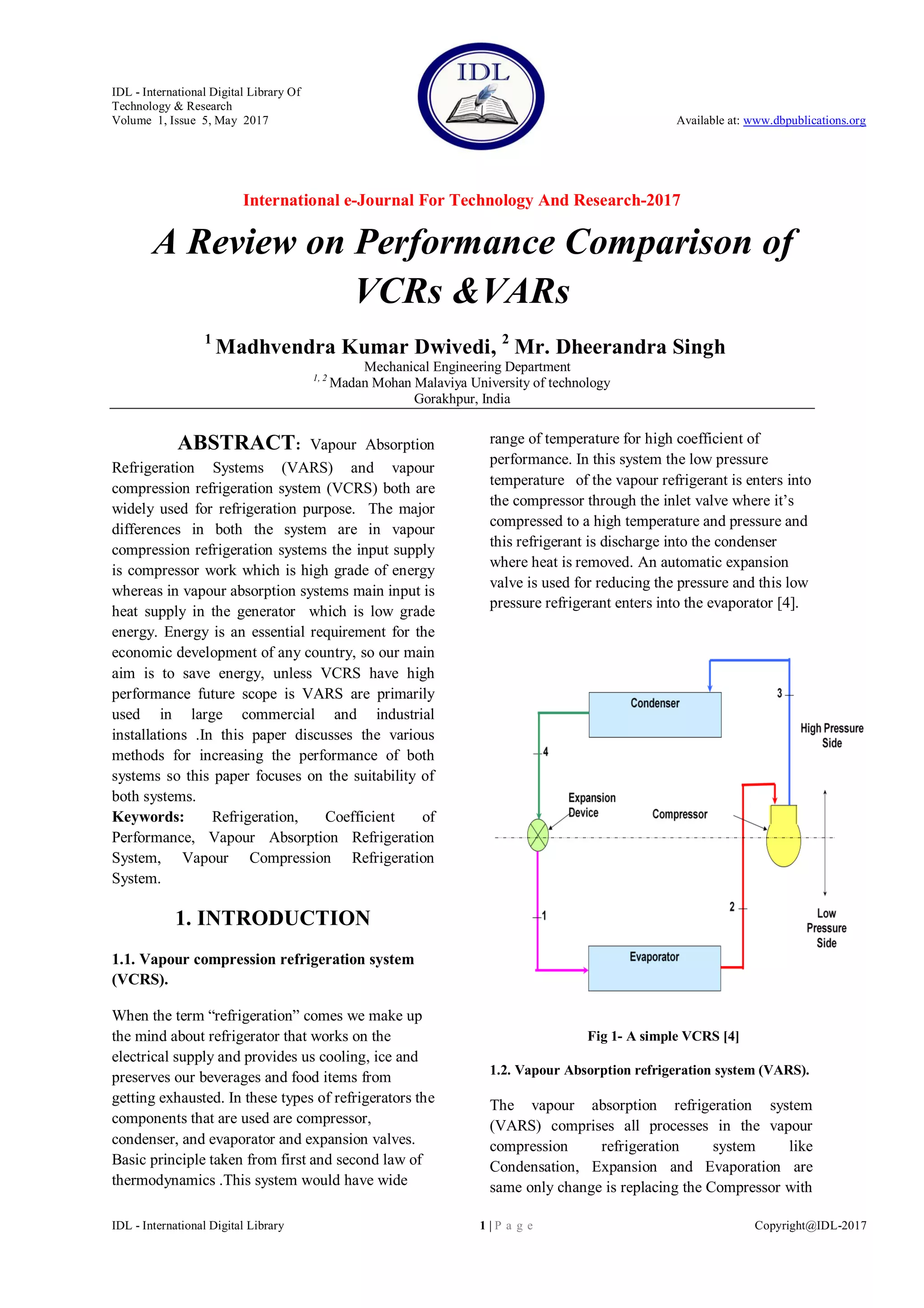 A Review on Performance Comparison of VCRs &VARs | PDF