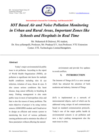 IOT Based Air and Noise Pollution Monitoring in Urban and Rural Areas ...