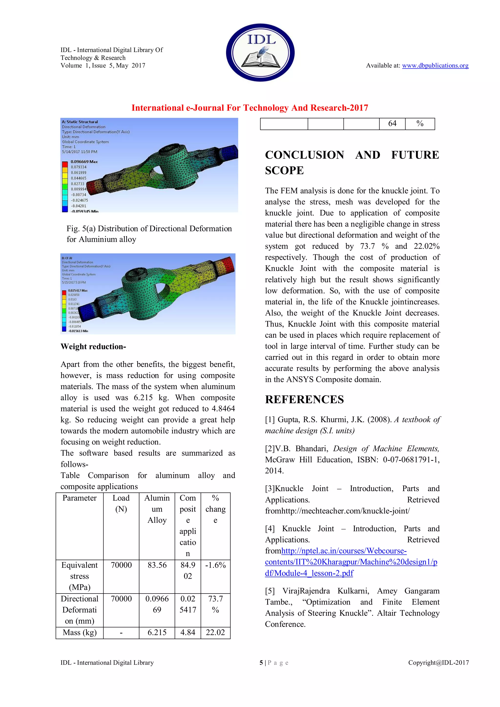 Numerical Simulation Of Knuckle Joint Using Finite Element Method A