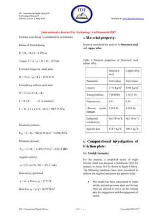 Structural and Thermal Analysis of a Single Plate Dry Friction Clutch ...