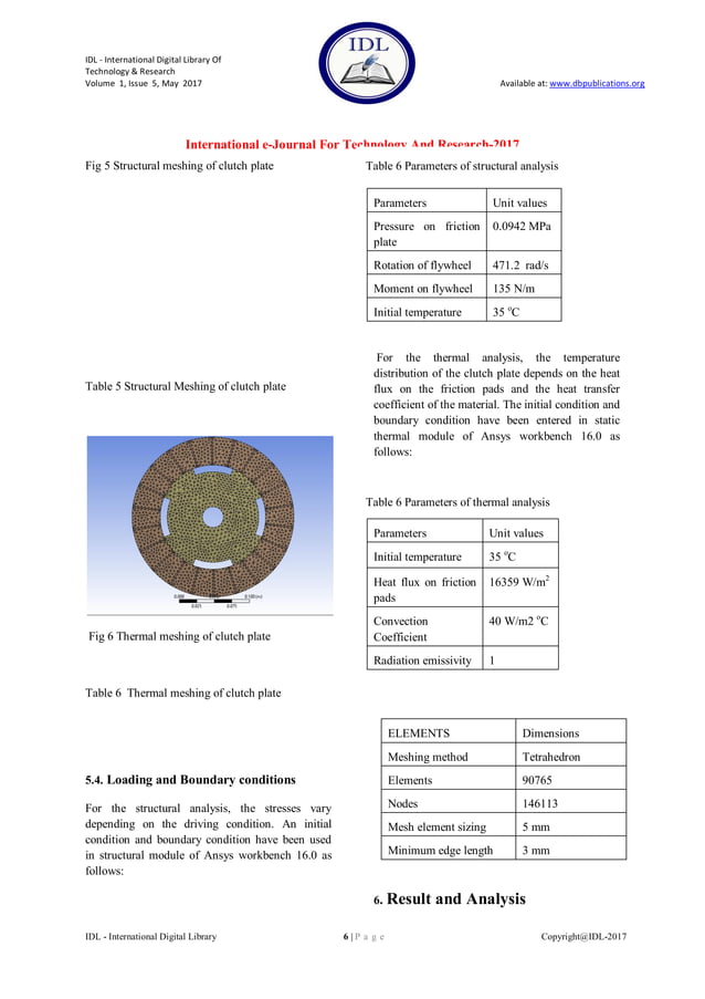 Structural and Thermal Analysis of a Single Plate Dry Friction Clutch Using Finite Element ...