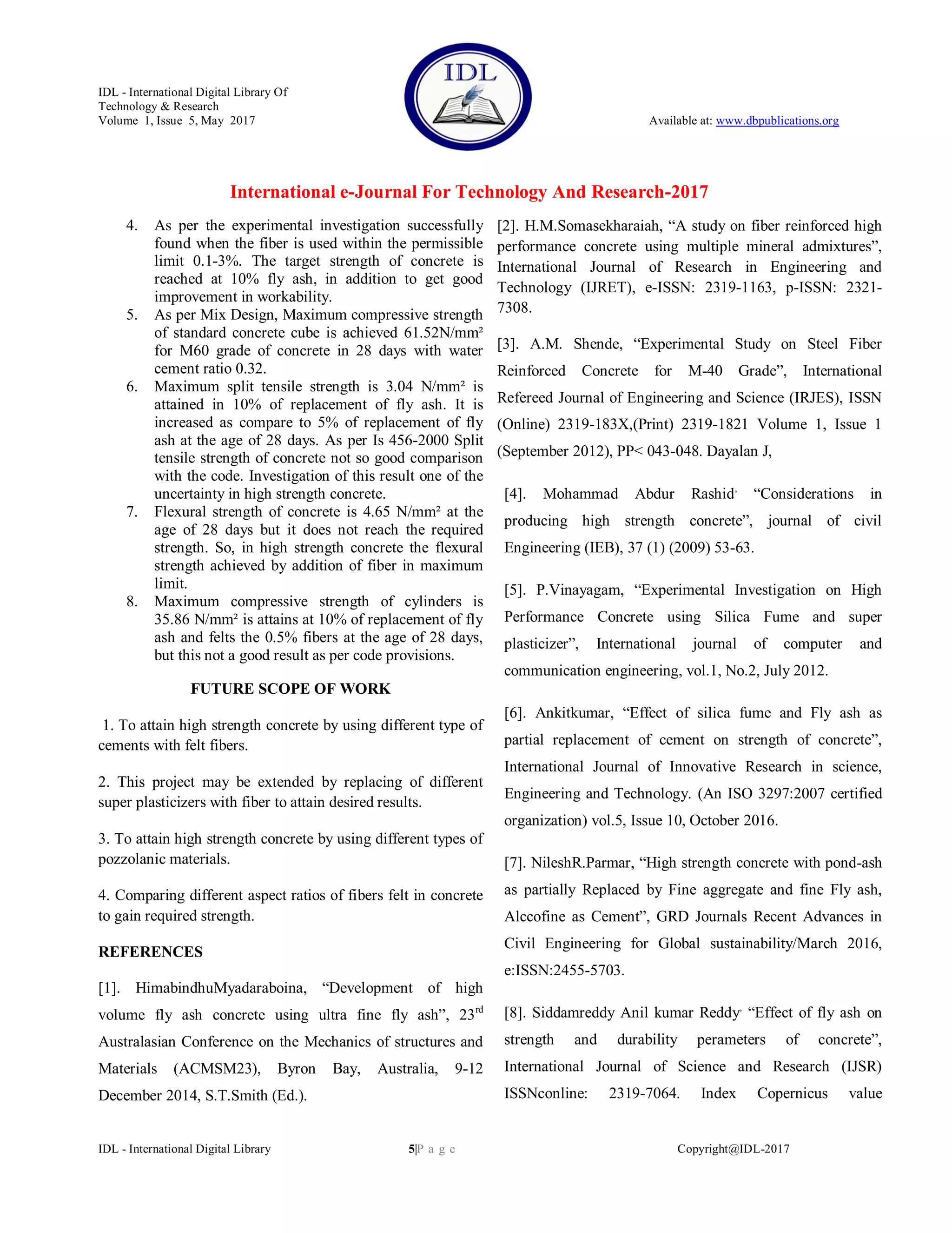 Study Of Mechanical Properties Of High Strength Concrete By Partial ...