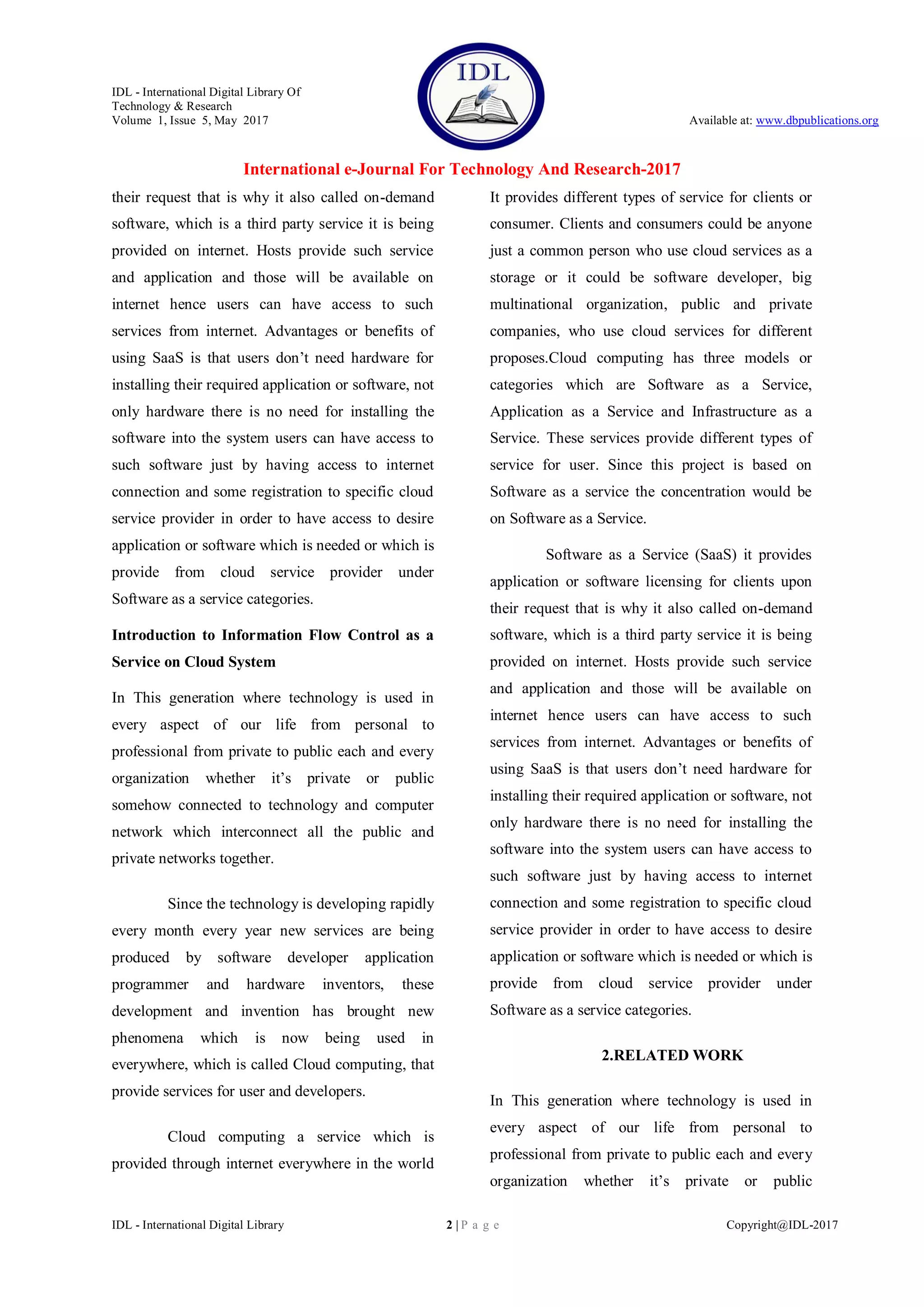 Information Flow Control as a Service on Cloud System | PDF