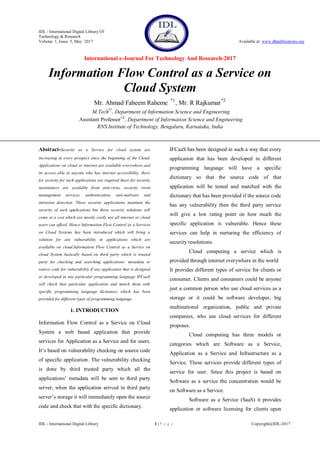 Information Flow Control as a Service on Cloud System | PDF