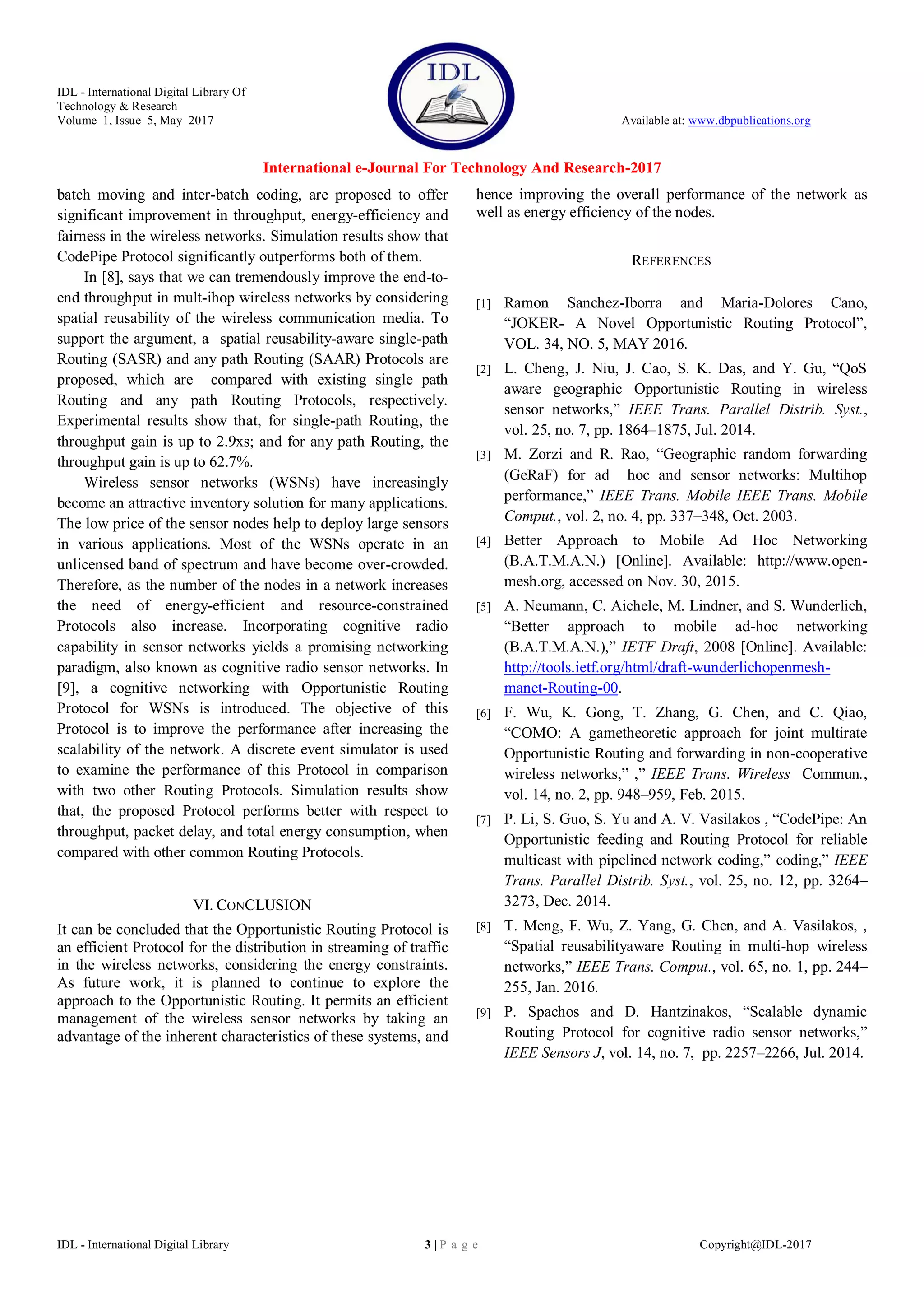 An Opportunistic Routing Protocol Pdf