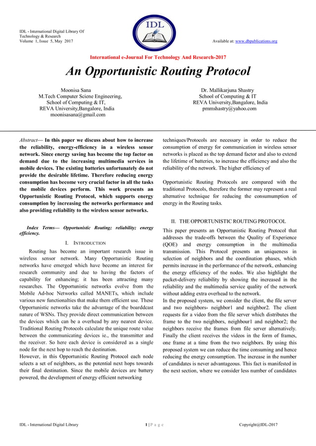 An Opportunistic Routing Protocol | PDF