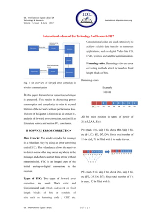 A survey on power- efficient Forward Error Correction scheme for Wireless Sensor Networks | PDF