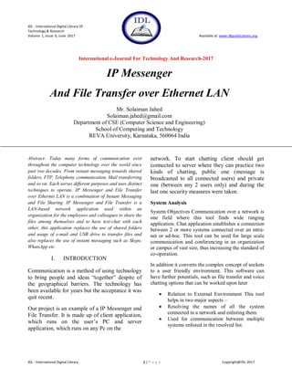 IP Messenger And File Transfer over Ethernet LAN | PDF