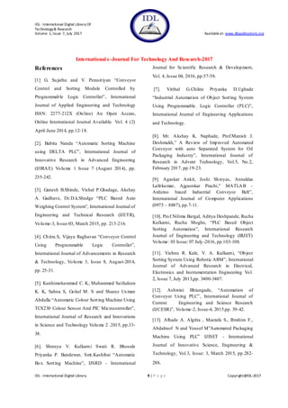 PLC Controlled Automated Multiple Conveyor System for Sorting Process | PDF