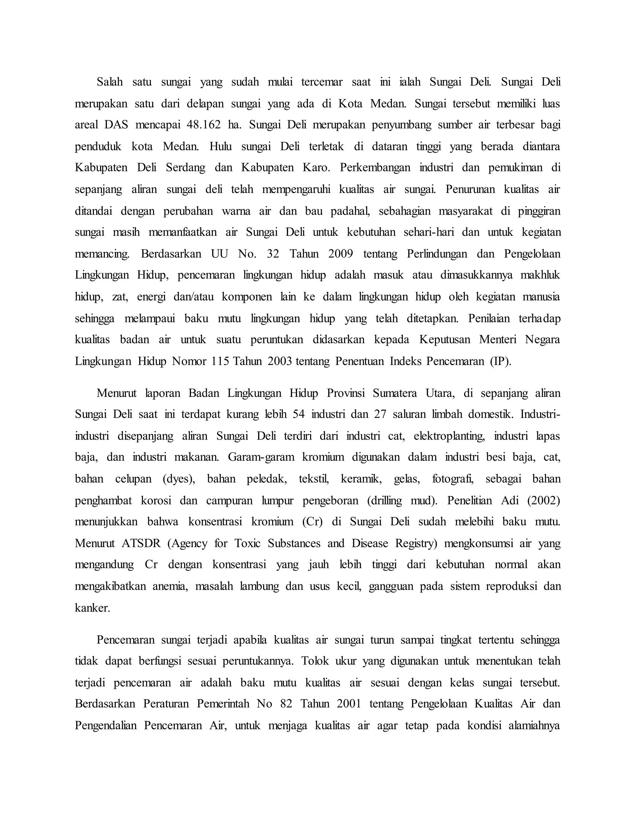 ISU PENCEMARAN AIR SUNGAI DELI | PDF