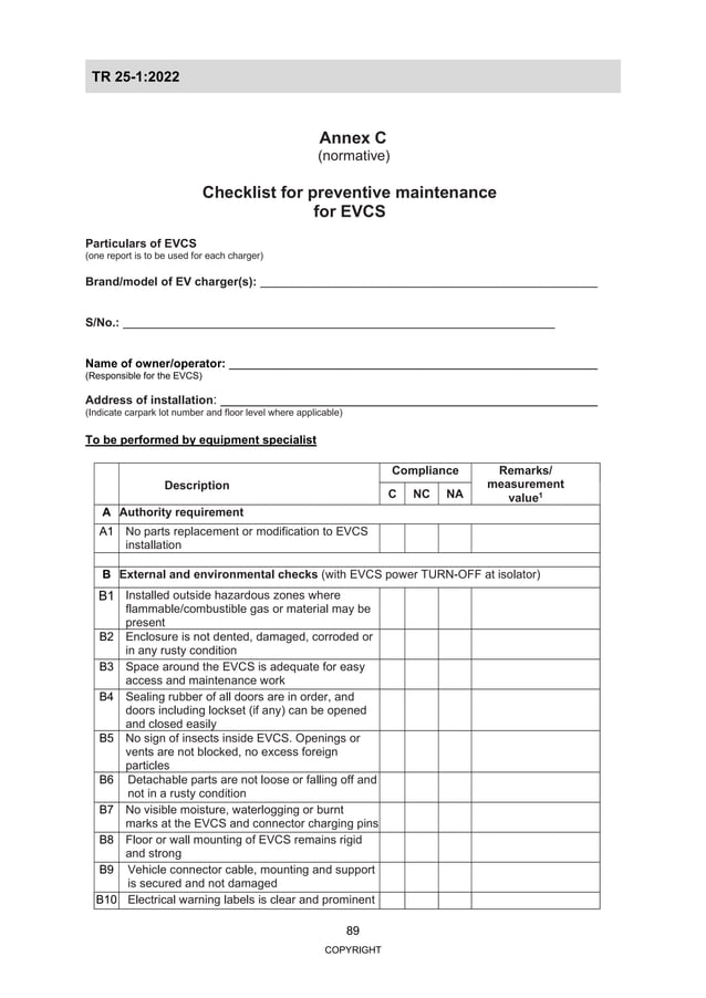 TR25-1 Annex C - Equipment Specialist Checklist.pdf | Radio Control ...