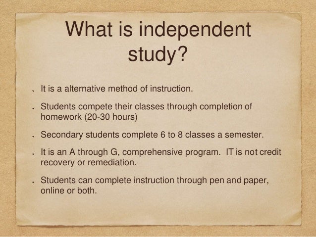 Independent Study and Online Instruction