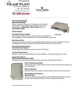 Tranzeo TR – 500 Series (quantumwimax.com) | PDF