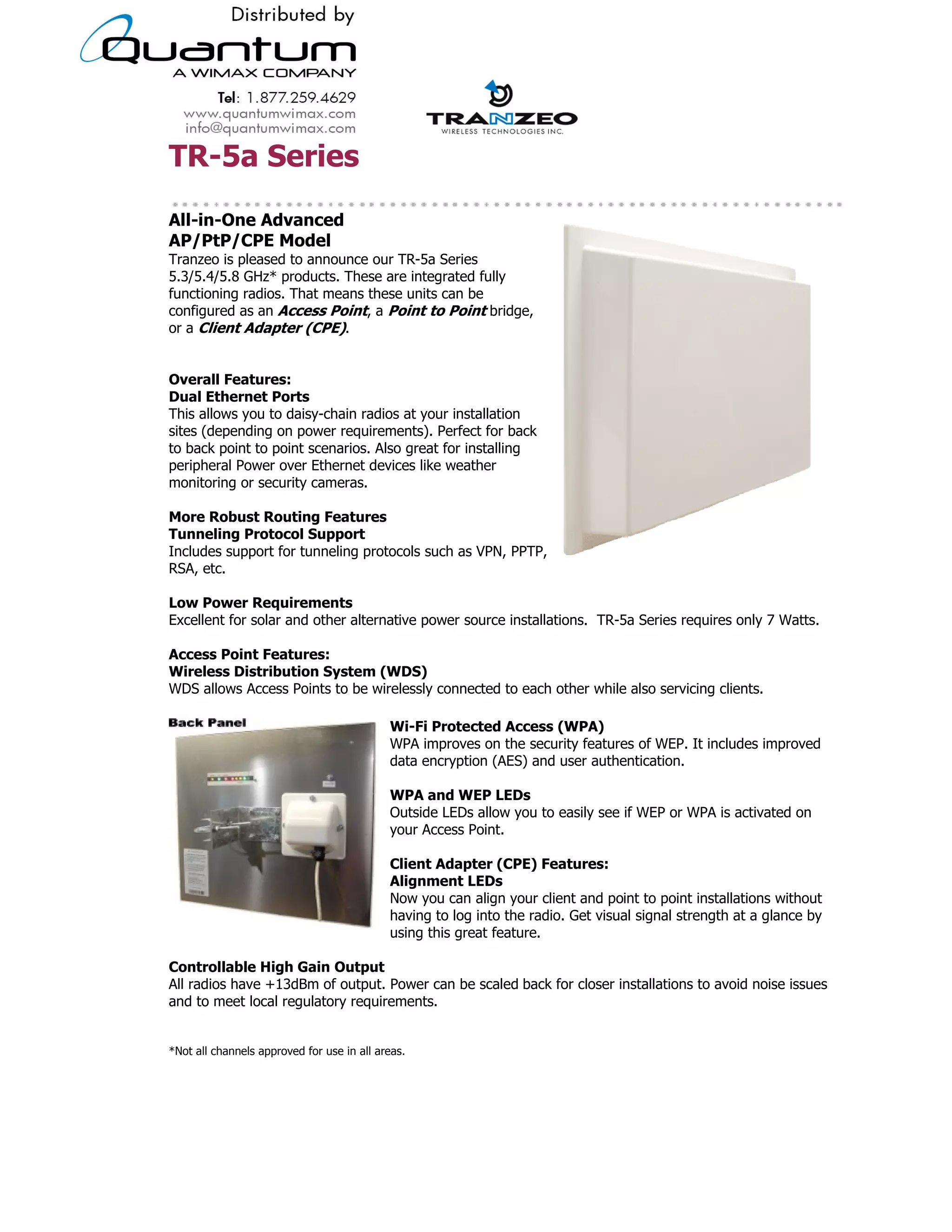 Tranzeo TR-5a Series (quantumwimax.com) | PDF