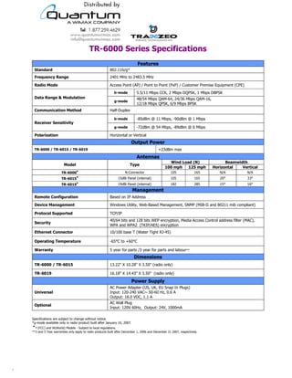 Tranzeo TR – 6000 Series (quantumwimax.com) | PDF