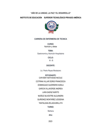Trabajo - Gastronomia hospitalaria - Informe.docx