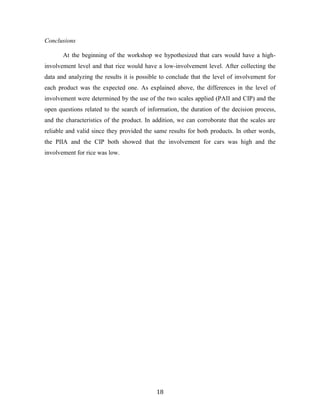 Consumer Involvement Workshop 1 | PDF