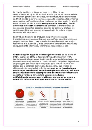 Trabajo de biotecnologia alimentos transgenicos | DOCX