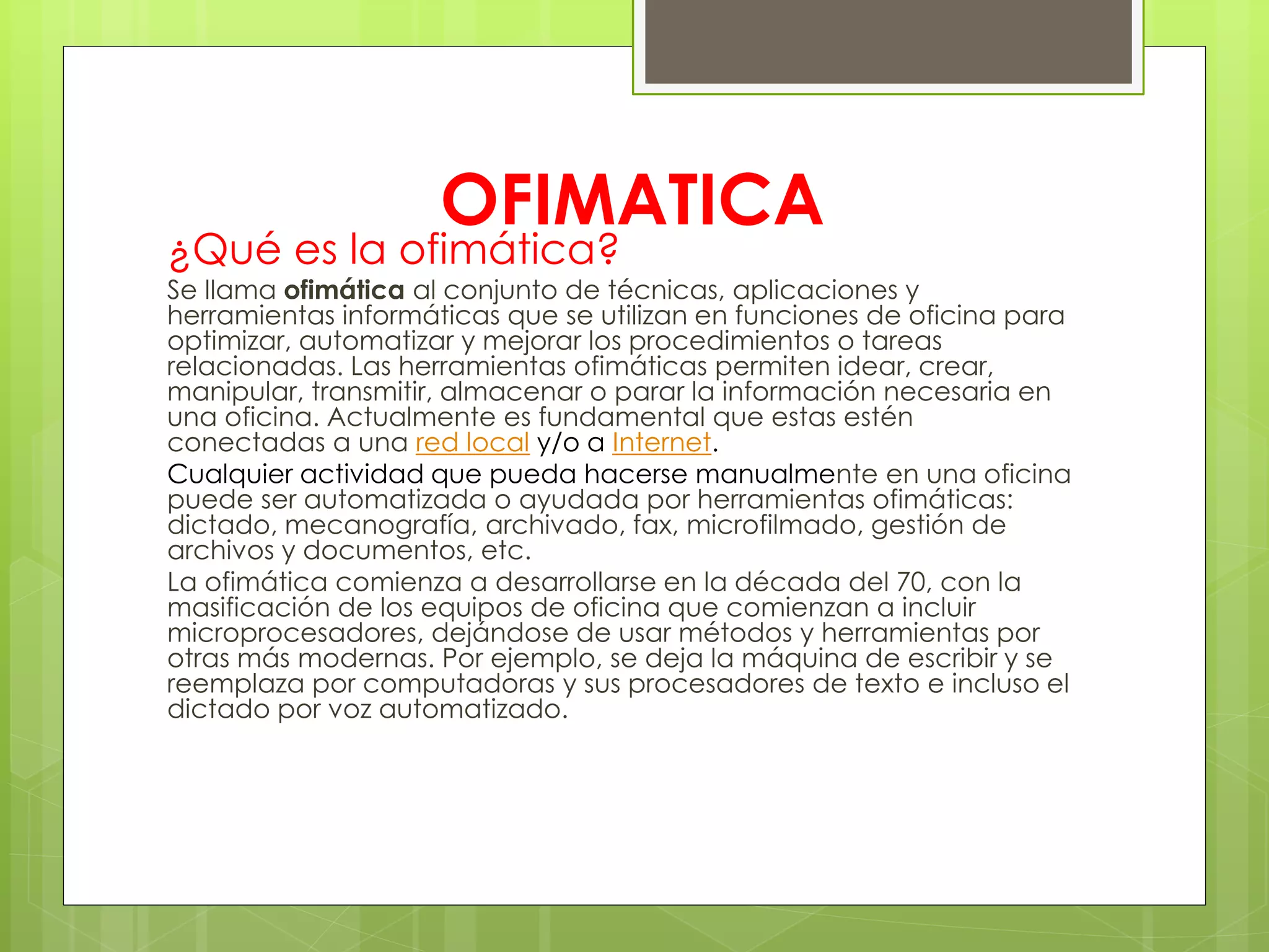 que es la ofimatica | PPT