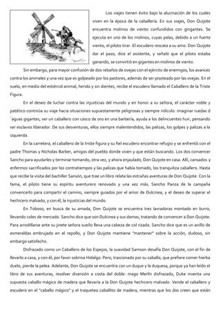Trabajo de español dom quixote de la mancha | DOC