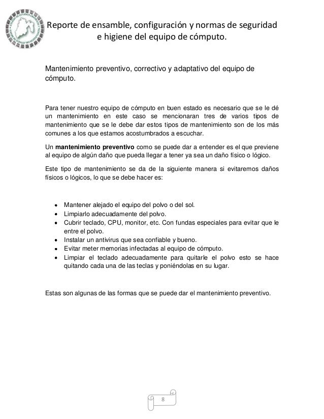 reporte de ensamble y configuracion del equipo de computo