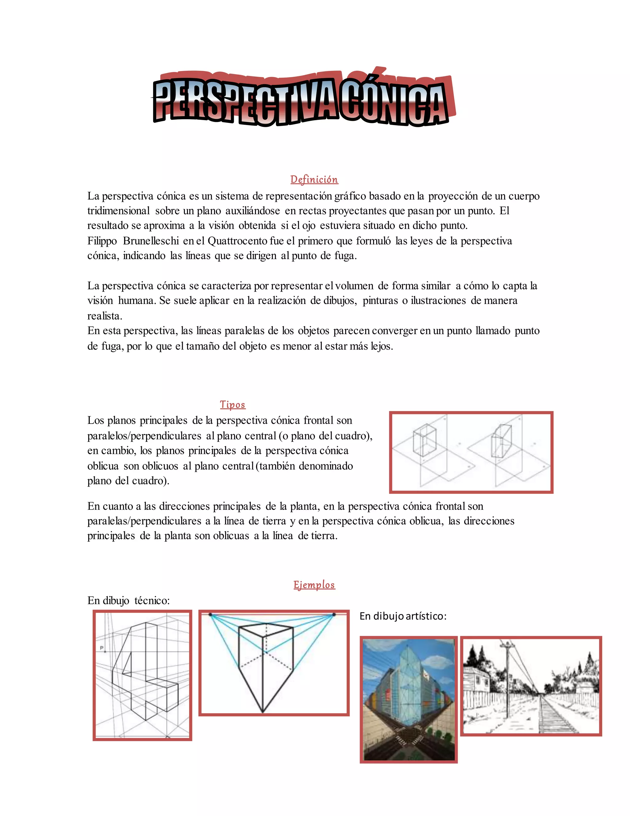 Definición, características y tipos de la perspectiva cónica | PDF