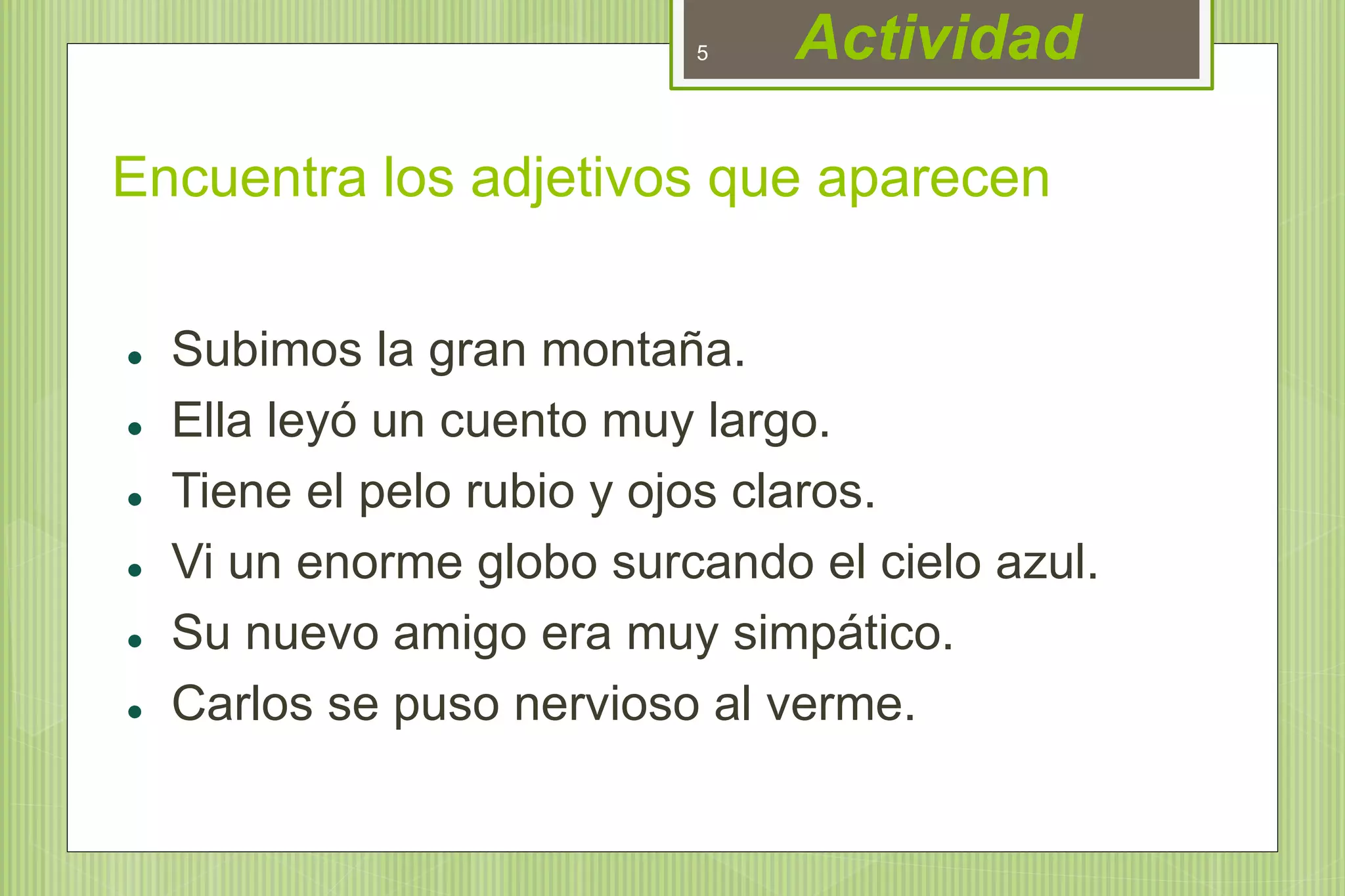 Trabajo de los adjetivos | PPTX