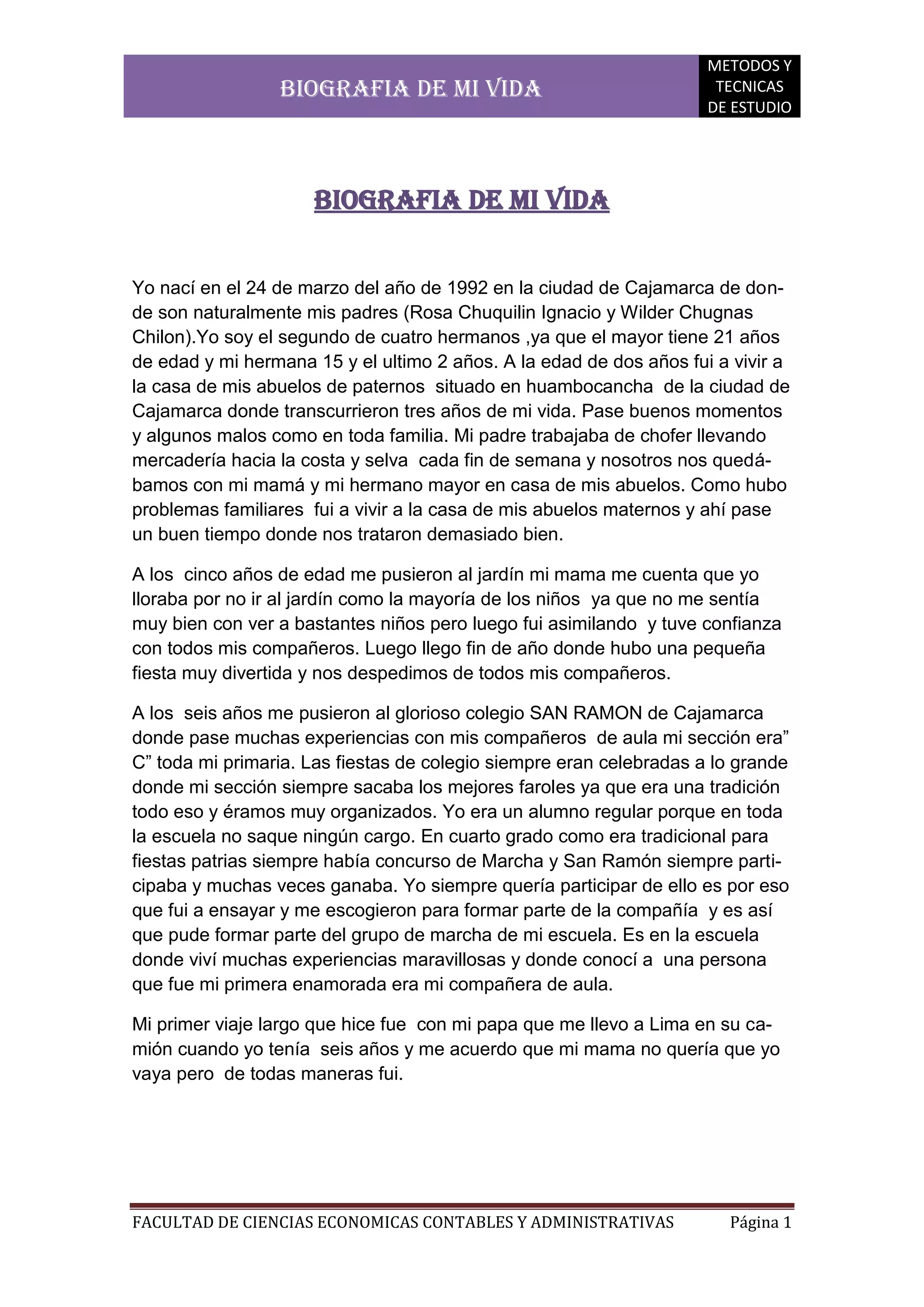 TRABAJO SOBRE MI BIOGRAFIA | DOCX