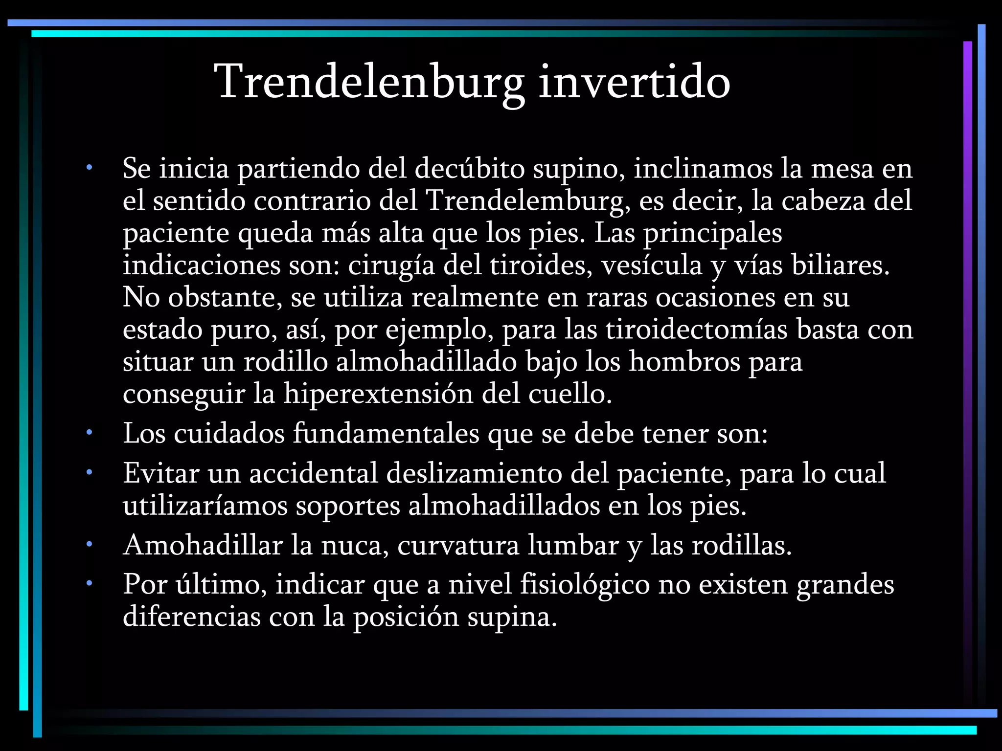 Posicion de Trendelenburg invertido | PPT